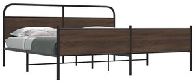 Kovový rám postele bez matrace hnědý dub 180 x 200 cm 3318710