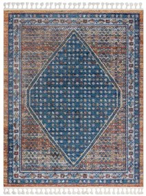 Moderní koberec BELLE BG58A tmavě modrý / béžový střapce velikost 160x220 cm | krásné koberce cz