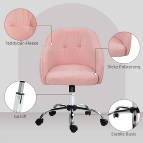 HOMCOM kancelářská židle, Teddy plyšová ergonomická desk židle, nastavitelná výška, polstrované sedadlo a opěradlo, 360° otáčení, moderní design, do …