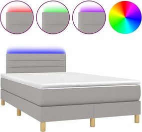 Box spring postel s matrací a LED světle šedá 120x190 cm textil 3270095