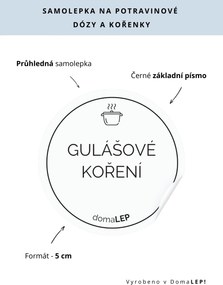 Samolepka na kořenky GULÁŠOVÉ KOŘENÍ průhledná 5 cm základní písmo