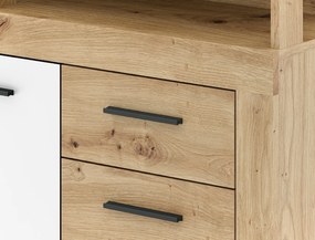 Komoda Luna 190 cm dub Artisan/bílá