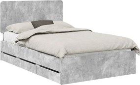 Rám postele s čelo Betonově šedá 135 x 190 cm Inženýrské dřevo 3412605