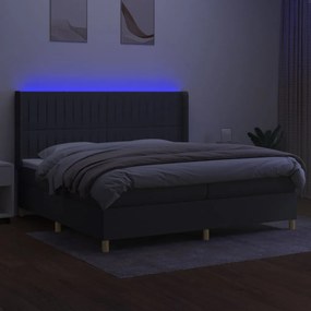 Box spring postel s matrací a LED tmavě šedá 200x200 cm textil 3139062