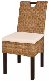Jídelní židle 2 ks ratan kubu a mangovníkové dřevo,  243639