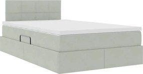 Postel s úložným prostorem Světle šedá 120 x 200 cm samet 3370749