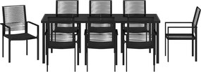 Zahradní jídelní souprava 9 ks Černá Práškově lakovaná ocel 3379169