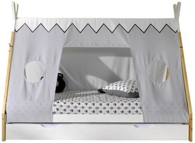 Borovicová postel Vipack Tipi 90 x 200 cm se zástěnou a bílou zásuvkou
