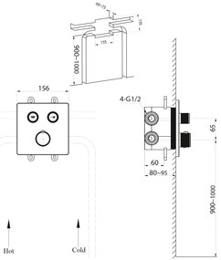 Sapho Sapho, SMARTSELECT podomítková sprchová baterie, box, 2 vývody, zlato mat, RP042GB