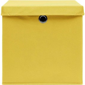 Úložné boxy s víky 4 ks žluté 32 x 32 x 32 cm textil 288366
