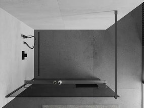 Mexen Kioto+, sprchová zástěna Walk-In s poličkou a věšákem 80 x 200 cm, 8mm šedé sklo, grafitový profil, 800-080-121-95-40