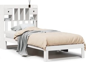Postel s knihovnou bez matrace bílá 75x190 cm masivní borovice 3322586