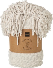 Béžový žinylkový pléd s třásněmi Chenill Fringe Beige – 130*170*1 cm