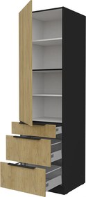 CREMONA cc | vysoká skříňka 60 DKS-210 3S1F potravinová | UNI DVÍŘKA | 60 cm | PREMIUM BOX | černá/cremona
