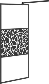 Zástěna do průchozí sprchy s policí černá 90x195 cm ESG/hliník 3185464