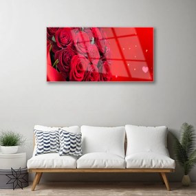 Obraz na skle Růže Květiny Rostlina 125x50 cm