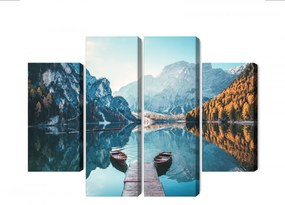 Vícedílný obraz Jezero Braies V Italských Dolomitech 3D Nedostatek Nedostatek Přírodní plátno 200x150