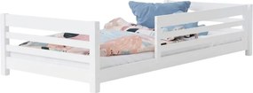 Benlemi Nízké dětské jednolůžko ze dřeva TULY se dvěma čely Zvolte barvu: Bílá, Zvolte rozměr: 90x180 cm, Zvolte zábranu: S přední zábranou