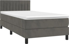 Box spring postel s matrací a LED tmavě šedá 100x200 cm samet 3134508