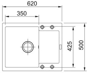 Franke Maris MRG611-62 Granitový dřez s odkapem oboustranné provedení, 62x50cm, kašmír, 114.0494.643