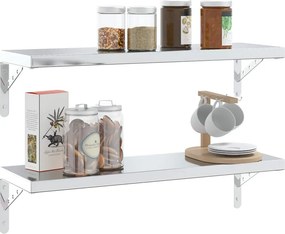 Policové držáky 4 ks 23,5x2,5x15,5 cm stříbrné nerezová ocel 30298