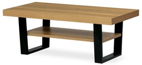Konferenční stůl, 120x60 cm, MDF deska, Melamine dekor, kov, police, černý lak - AHG-514 OAK