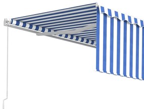 vidaXL Ručně zatahovací markýza s roletou 4,5 x 3 m modrobílá