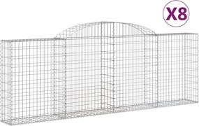 Klenuté gabionové koše 8 ks 300x30x100/120cm pozinkované železo 3146527