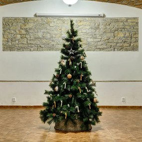 Vánoční ozdoba růžová plastová koule 8 cm s vločkou