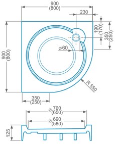 Roltechnik Outlet Samonosná sprchová vanička iROUND Varianta: rozměry: 80x80 cm - (iROUND-80x80 - 8000231)