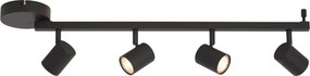 Moderní černé 4-světelné stropní bodové svítidlo GU10 50mm vč. podsvícení a 3-cestného vypínače - Back Up