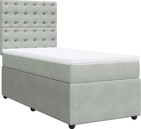 Box spring postel s matrací světle šedá 90x200 cm samet 3294550
