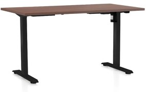 Výškově nastavitelný stůl OfficeTech A, 140 x 80 cm, černá podnož, ořech