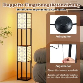 Costway 2-žárovka stojací lampa s 2 policemi a nožním spínačem stojací lampa