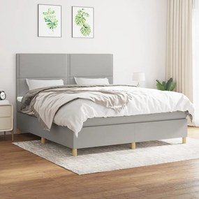 Box spring postel s matrací světle šedá 180 x 200 cm textil