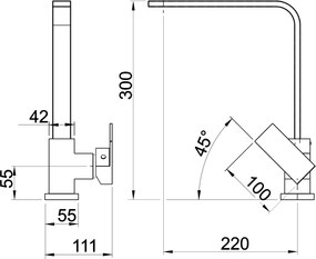 NOVASERVIS dřezová stojánková baterie Nobless EDGE chrom, 36713,0