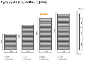 Isan Avondo 1575 x 600 mm koupelnový radiátor bílý