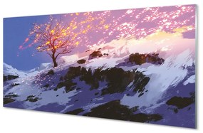 Obraz na skle Zimní strom top 100x50 cm