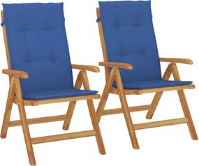 Skládací polohovací křesla s polštáři 2 ks, masivní teak 3196443