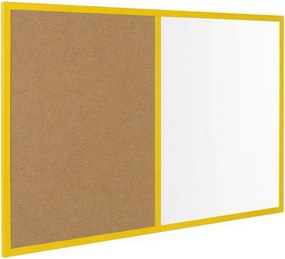 Toptabule.sk  Kombinovaná tabule v žlutém dřevěném rámu COLOR 120x90 cm