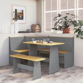 vidaXL Jídelní stůl s lavicí masivní borové dřevo [327251] Barva: honey brown and grey