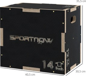 SPORTNOW Plyo box/jump box, robustní, 40,5 x 35,5 x 30,5 cm, černý, rukojeť 10x3,5 cm, do 120 kg
