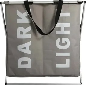 MSV koš na prádlo DARK LIGHT šedo-hnědý / polyester, hliník / 2 přihrá