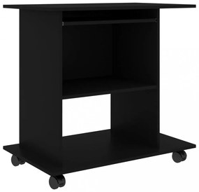 PC stůl na kolečkách 80x50 cm Dekorhome Černá