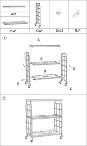 Pojízdný regál Mauro Ferretti Tridy, výška 86 cm
