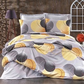 Povlečení bavlněné Žluté kruhy 200x140cm+90x70cm TiaHome