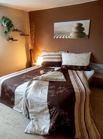 Písecké lůžkoviny Bavlněné povlečení Bezkvět hnědý 200x240 Zapínání: knoflík, Velikost polštáře: 70x90