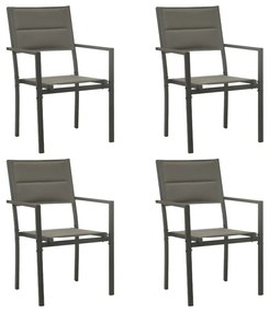 vidaXL Zahradní židle 4 ks textilen a ocel šedé a antracitové