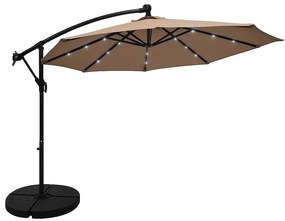 Zahradní slunečník Houseland Zyra s LED osvětlením 300 cm světle hnědý