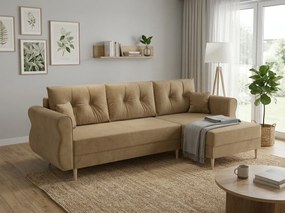 Rozkládací oboustranná sedací souprava do L SILVIANO 230x140 cm, béžová